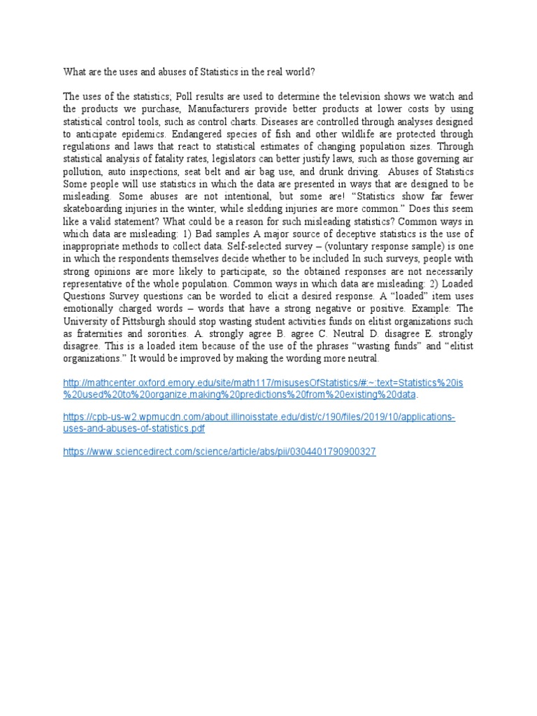 Uses and Abuses of Statistics | PDF