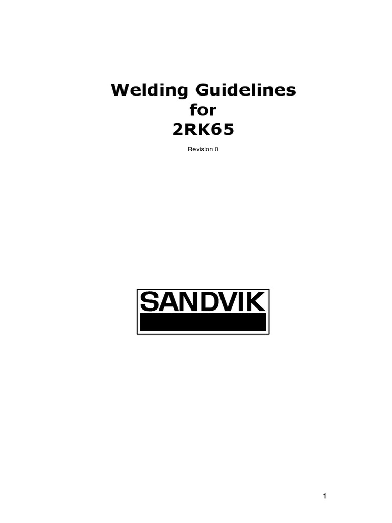 Welding Guidelines for Sandvik 2RK65 Austenitic Stainless Steel ...