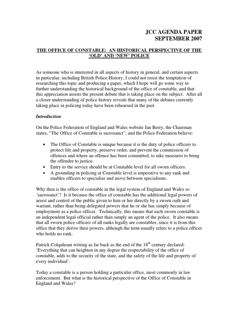 Historical Overview of the Constable Office | PDF | Constable | Police
