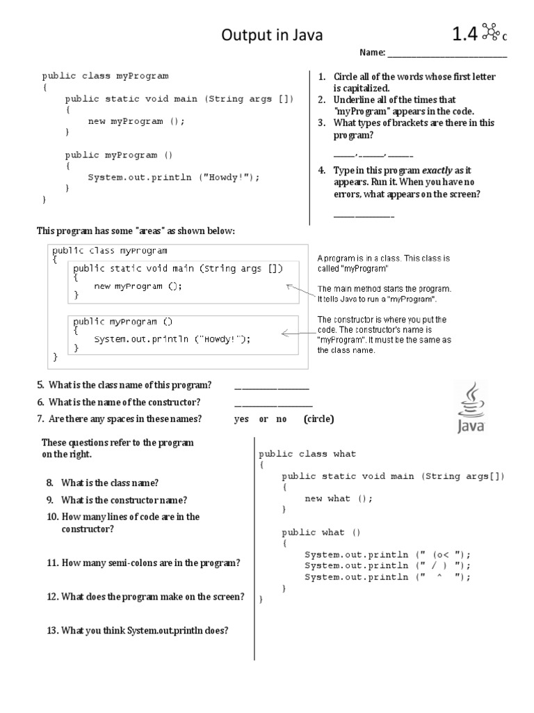 Gr11 Unit1 IO Sheets | PDF | Programming | Constructor (Object Oriented Programming)