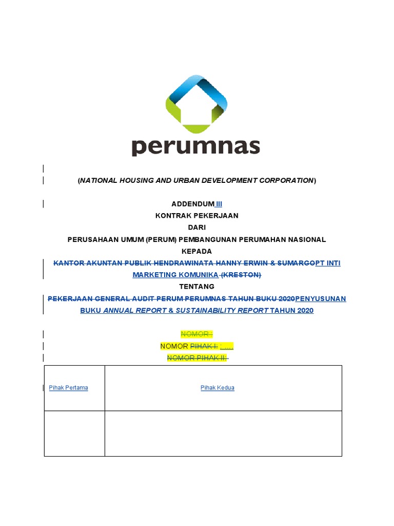 Draft Kontrak Addendum III AR SR Sekper Rev | PDF | Pengelolaan ...