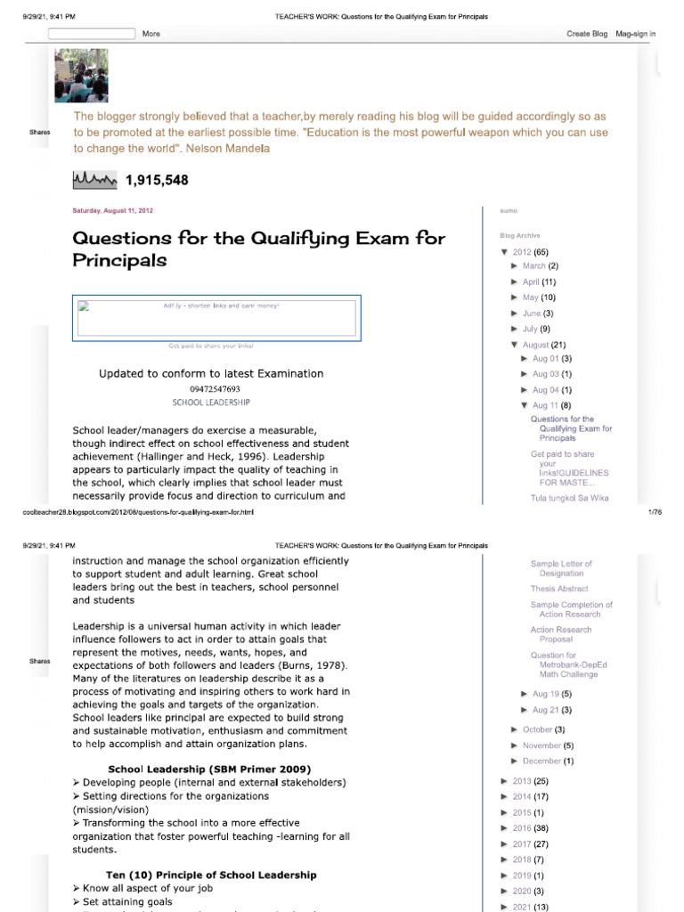 Principal Test Questions | PDF