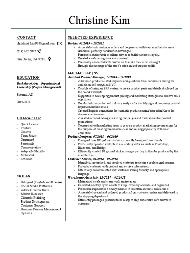 Christine Kims Resume 2021 | PDF | Marketing | Brand