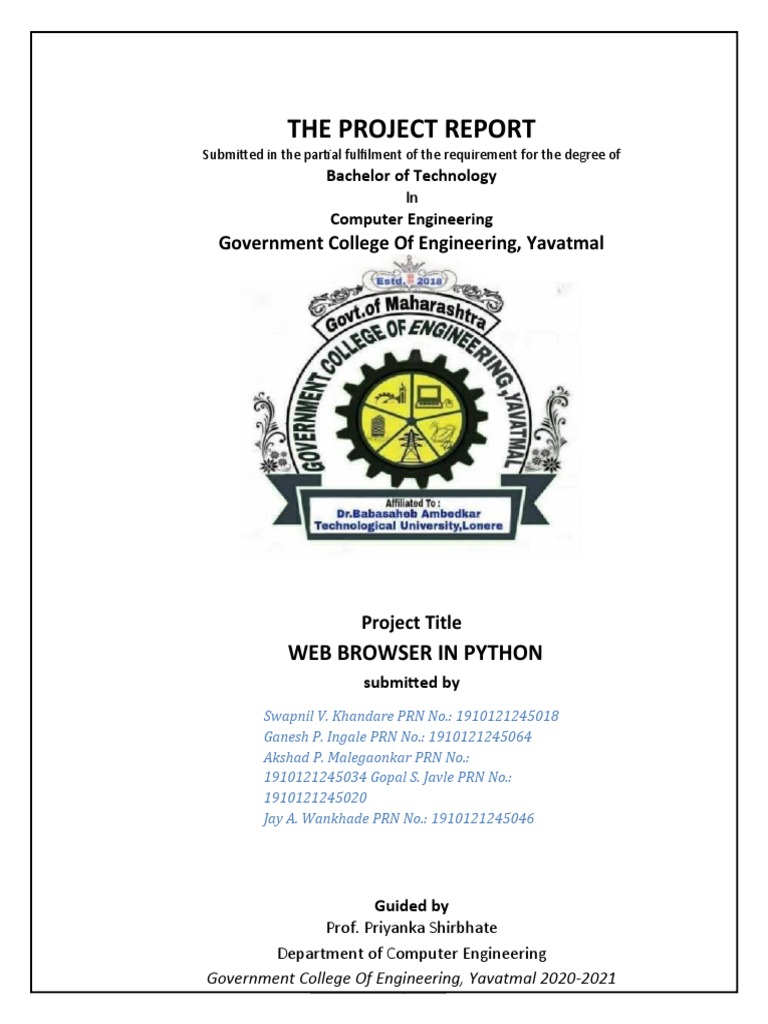 The Project Report: Government College of Engineering, Yavatmal | PDF ...