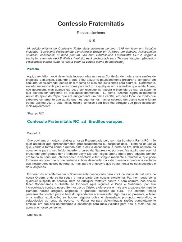 Confessio Fraternitatis RC | PDF | Deus | Jesus