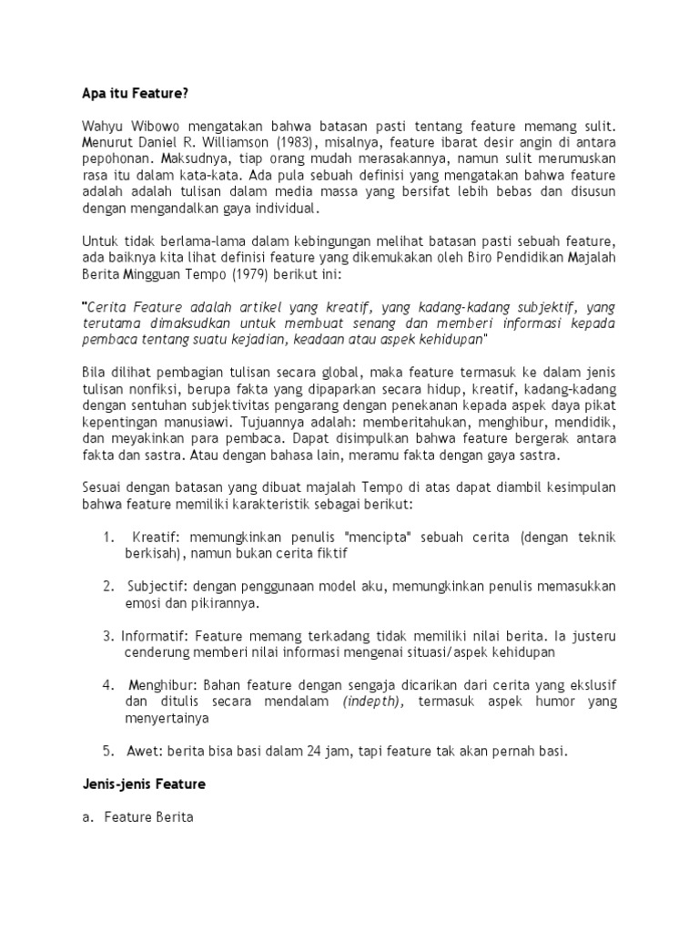 Apa Itu Feature | PDF | Fiksi Umum