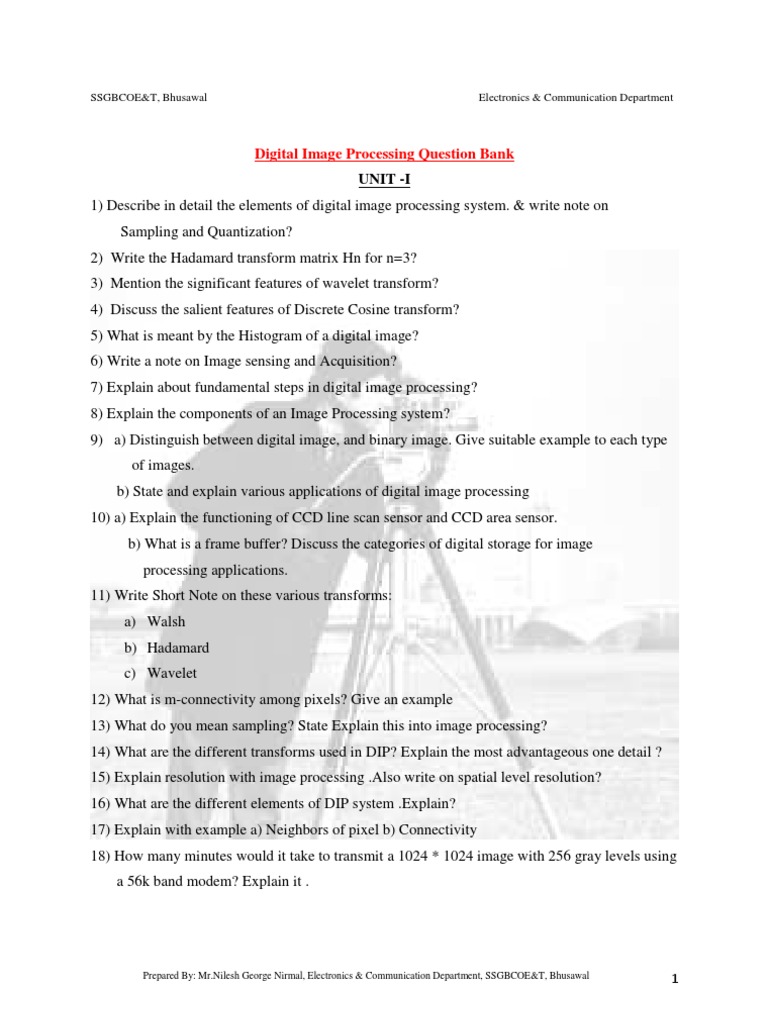 Digital Image Processing Question Bank | PDF | Data Compression | Image Segmentation