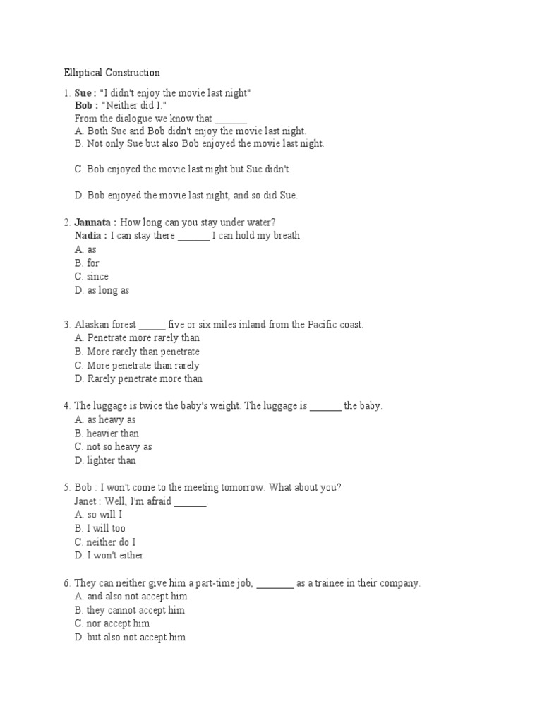 Understanding Elliptical Constructions | PDF | Language Arts & Discipline | Home & Garden