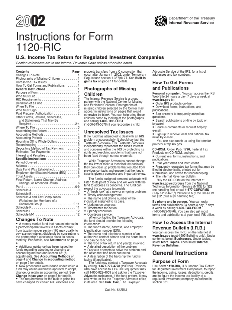 US Internal Revenue Service: I1120ric - 2002 | PDF | Irs Tax Forms ...