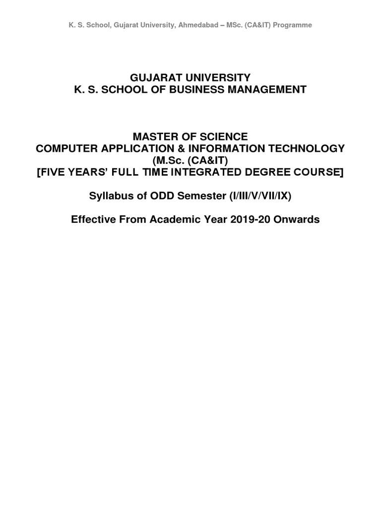 M.SC CA & IT Wef 2019-20 Sem 1 To 10 | PDF | Databases | Economics