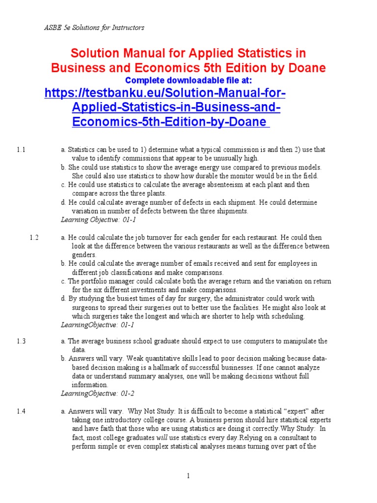 Solution Manual For Applied Statistics I | PDF | Statistics | Survey ...