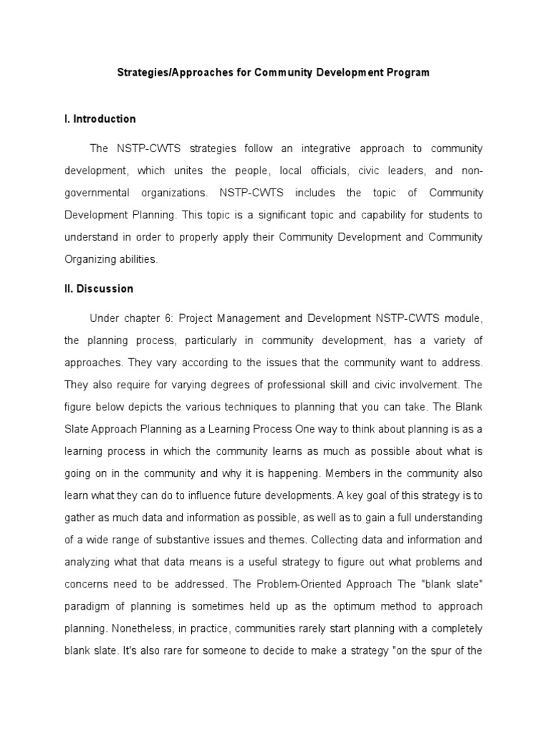 Strategies For Community Development | PDF | Community | Planning