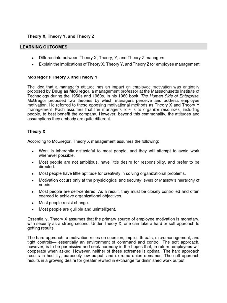 Theory X & Y | PDF | Leadership | Empowerment