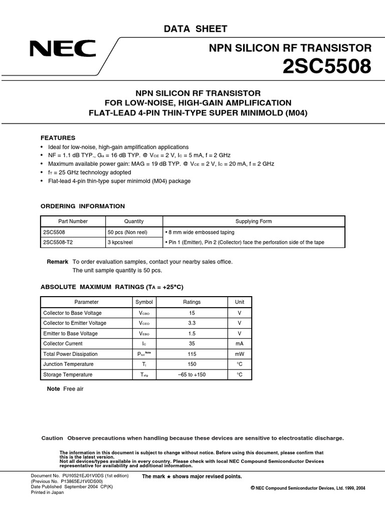 NPN Silicon RF Transistor: Data Sheet | PDF | Bipolar Junction ...