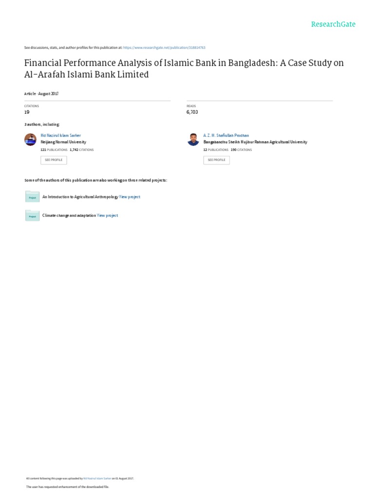 Financial Performance Analysis of Islamic Bank in Bangladesh: A Case ...