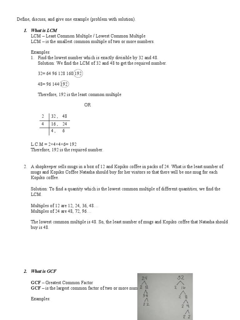 LCM and GCF Mathematics Answer Key | PDF