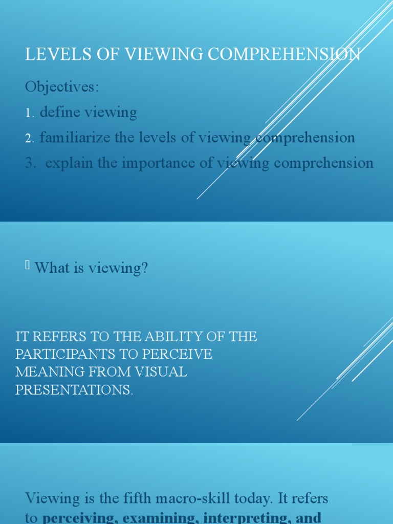 Levels of Viewing Comprehension | PDF | Reading Comprehension | Idea