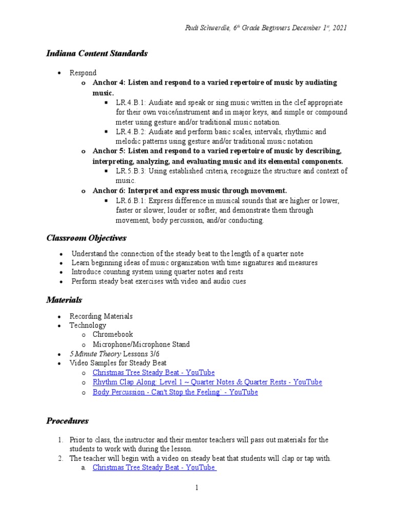 6th Grade Beginners December 1st | PDF | Musical Notation | Communication
