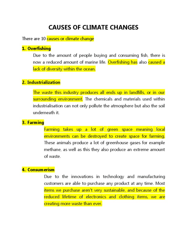 Causes of Climate Changes - Answer Key | PDF | Climate Change | Fossil ...