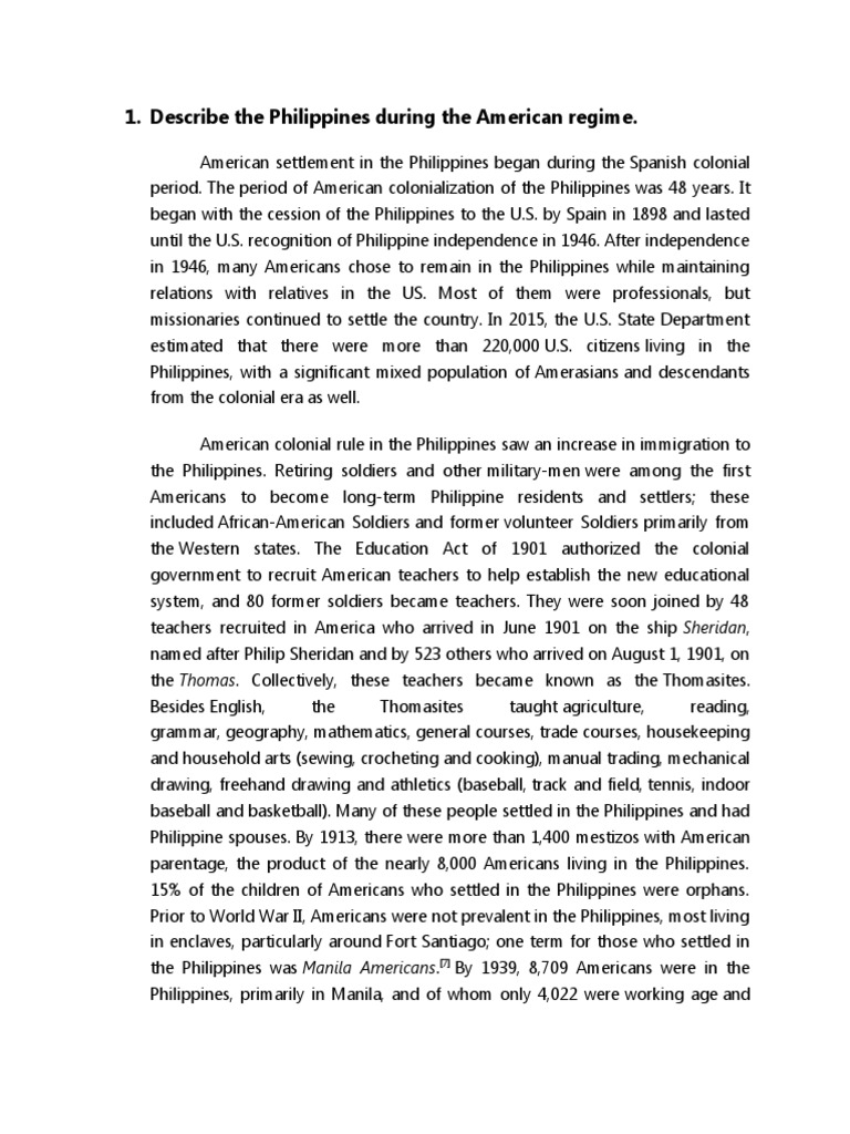 Philippines During American Regime - Answer Key | PDF | Philippines ...