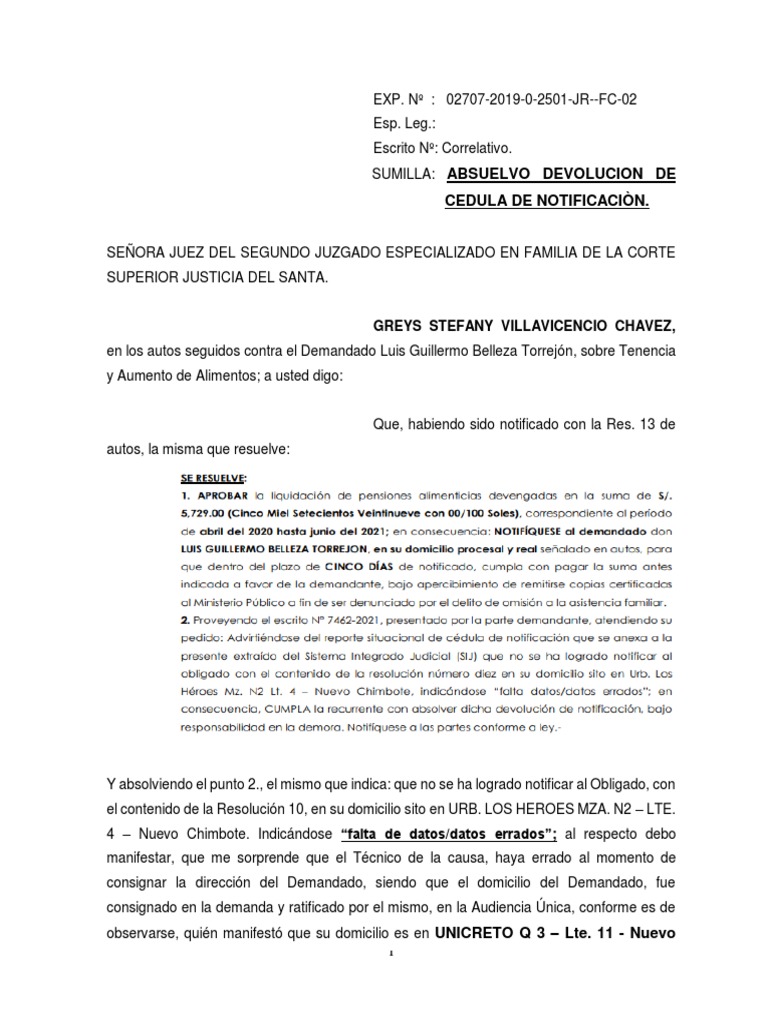 Absuelve Devolucion de Cedulas | PDF | Justicia | Crimen y violencia