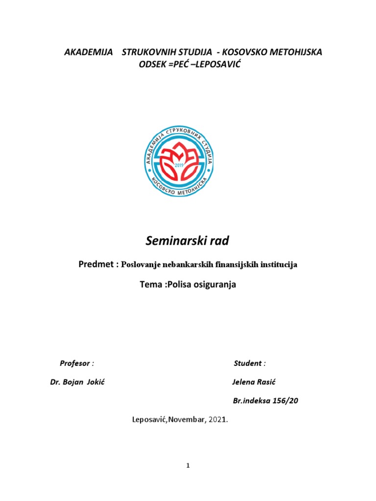 Polisa Osiguranja | PDF