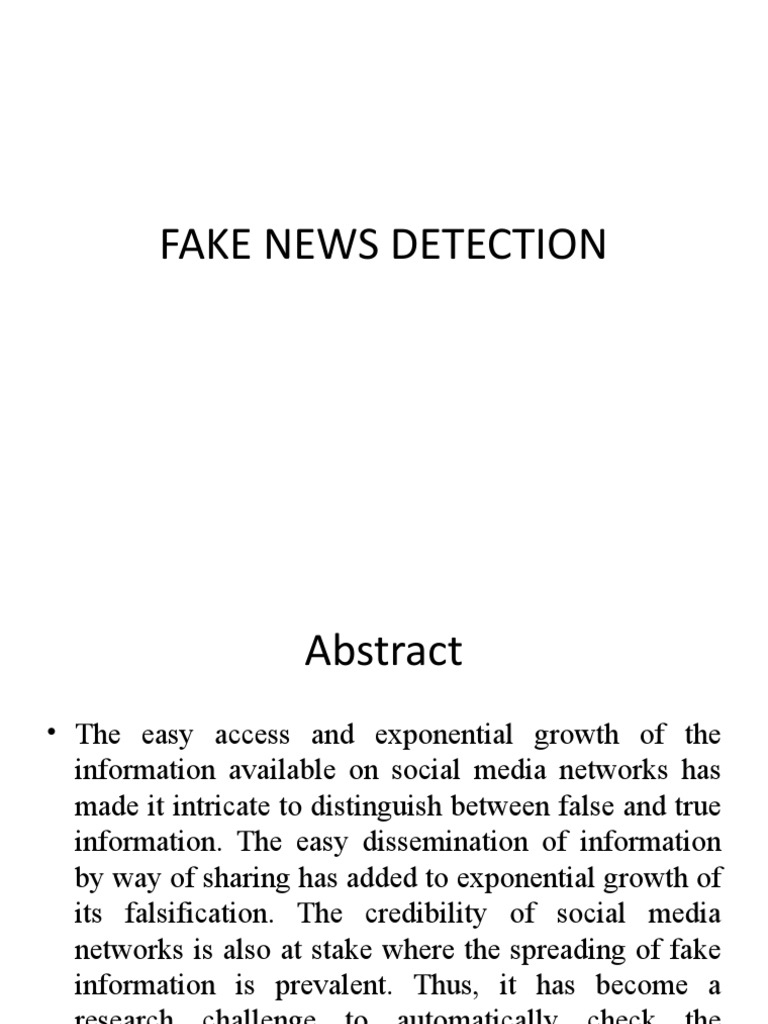 Fake News Detection | PDF | Popular Culture & Media Studies | Social Media