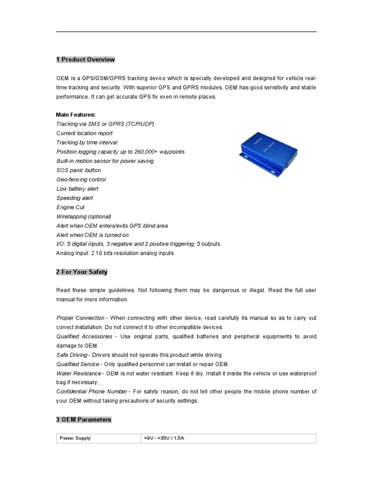 Oem Gps Tracker User Manual | PDF | General Packet Radio Service ...