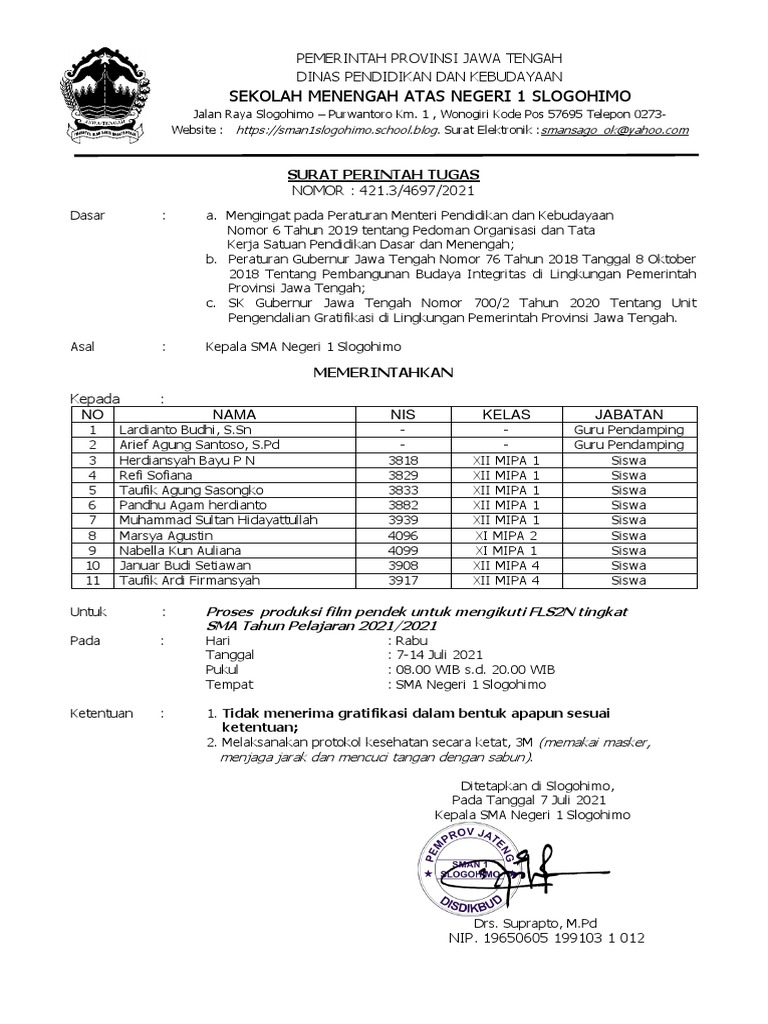 Surat Tugas FLS2N 2021 | PDF