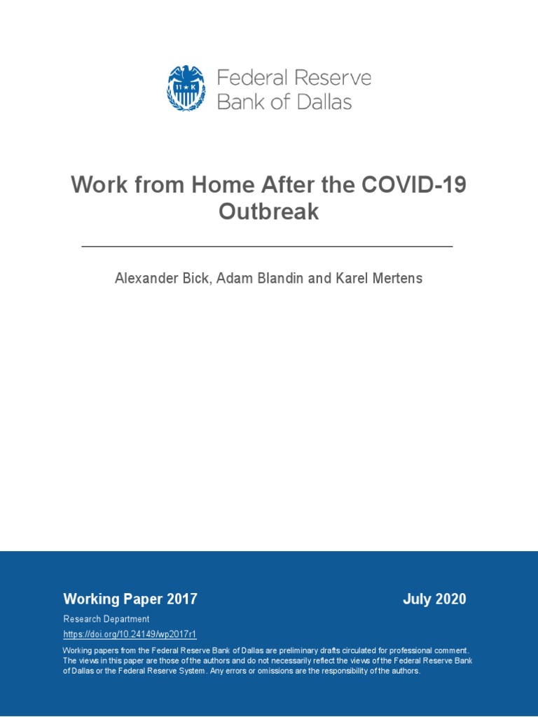 Work From Home After The COVID-19 Outbreak: Alexander Bick, Adam ...
