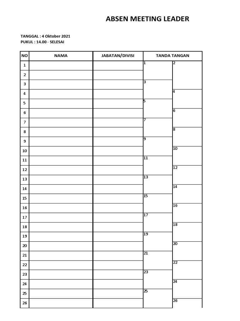 Format Absen Meeting | PDF