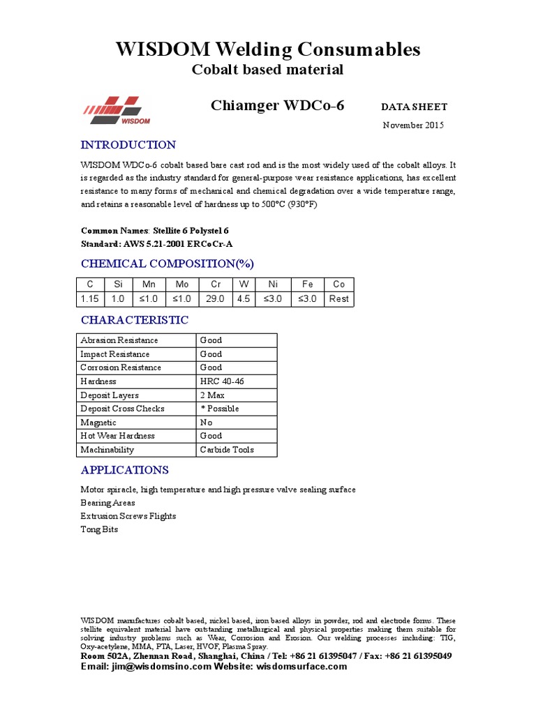 DATA SHEET - WD-Co6 Rod | PDF | Computers