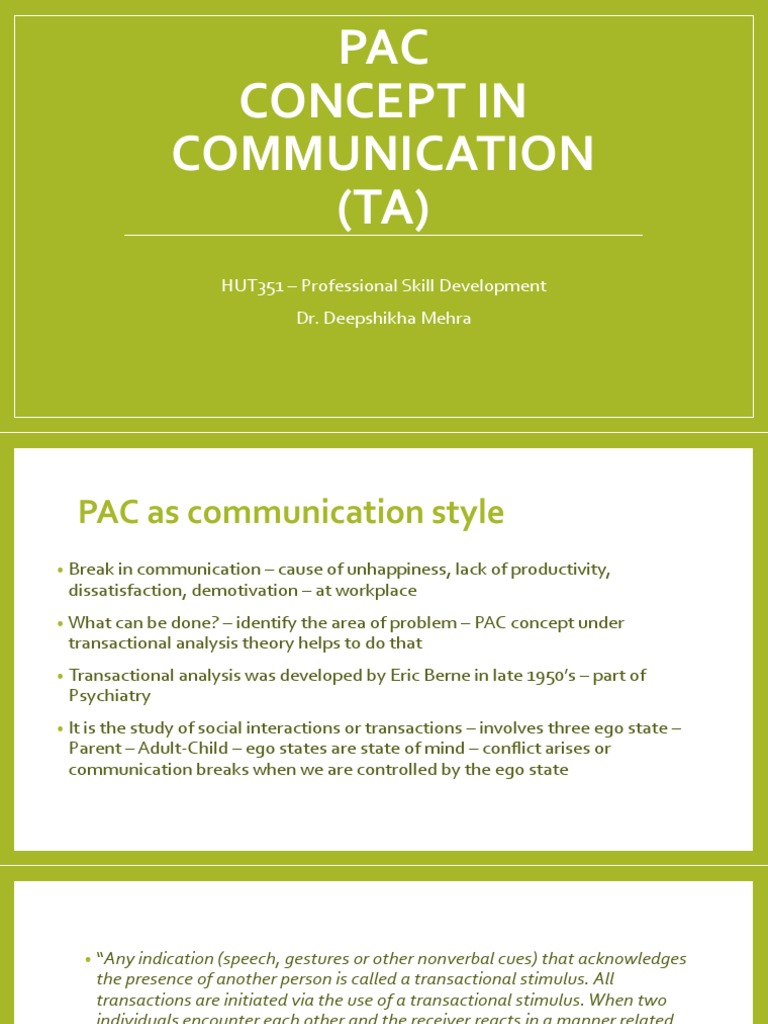 PAC Concept in Communication (TA) : HUT351 - Professional Skill ...