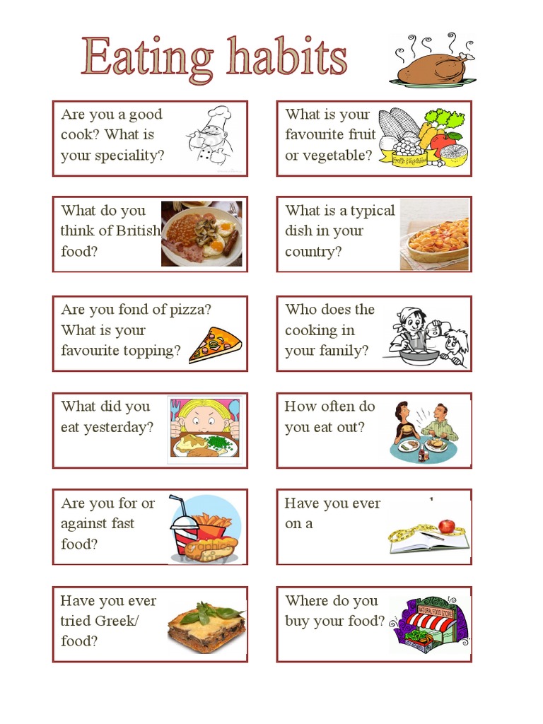 Eating Habits Cards | PDF