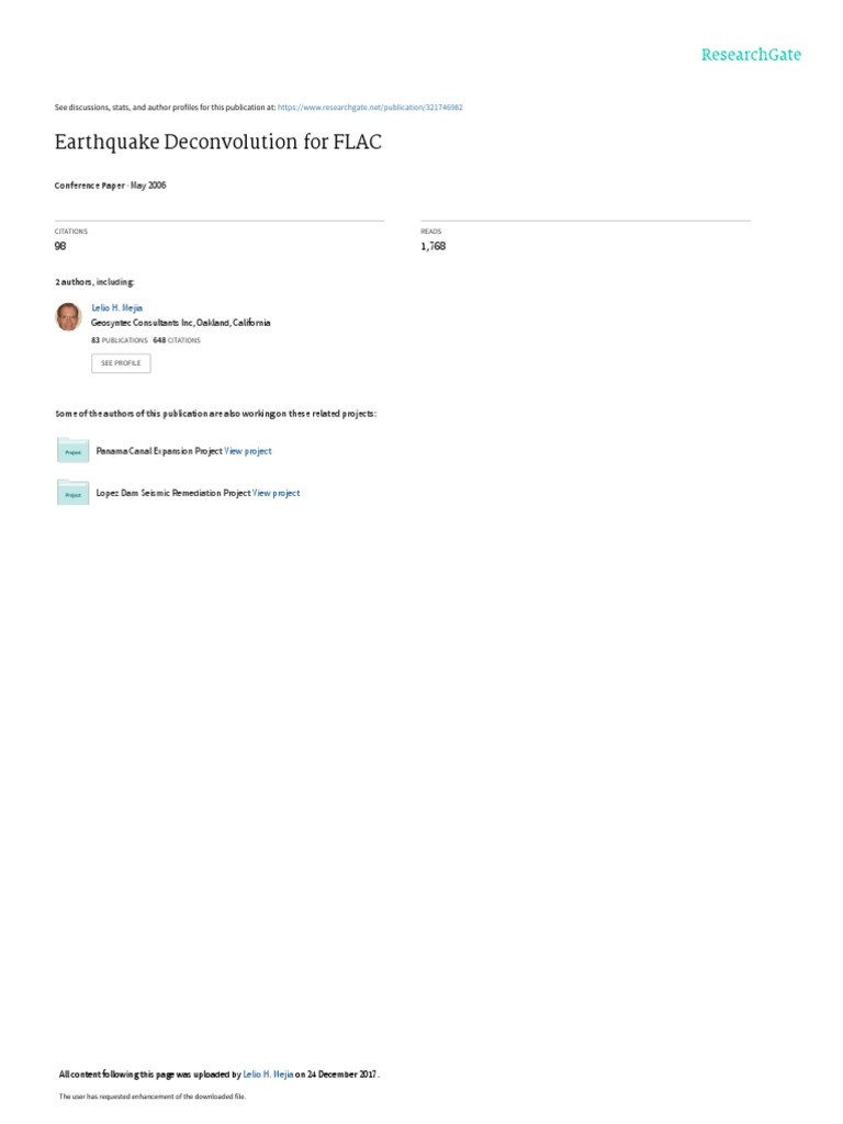 Earthquake Deconvolution For FLAC: Conference Paper | PDF | Waves ...