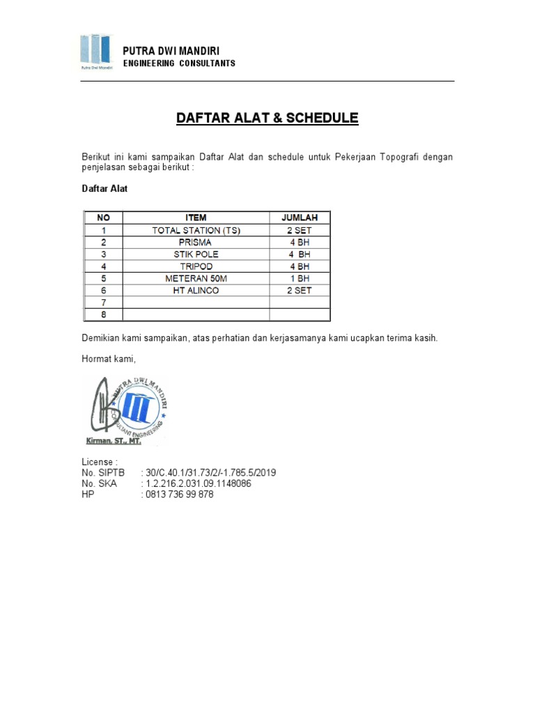 Daftar Alat & Schedule | PDF | Seni | Sains & Matematika