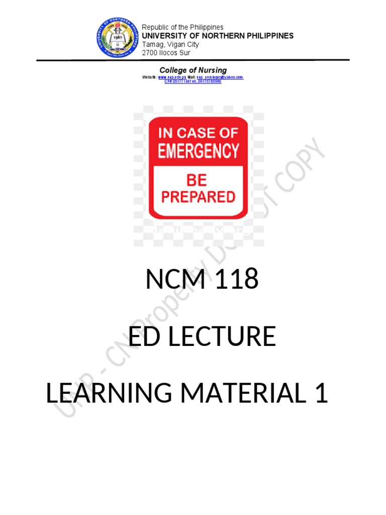 NCM 118 Ed Lecture Learning Material 1: College of Nursing | PDF ...