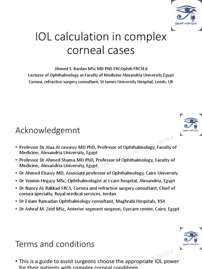 IOL Calculation in Complex Corneal Conditions | PDF | Eye | Facial Features