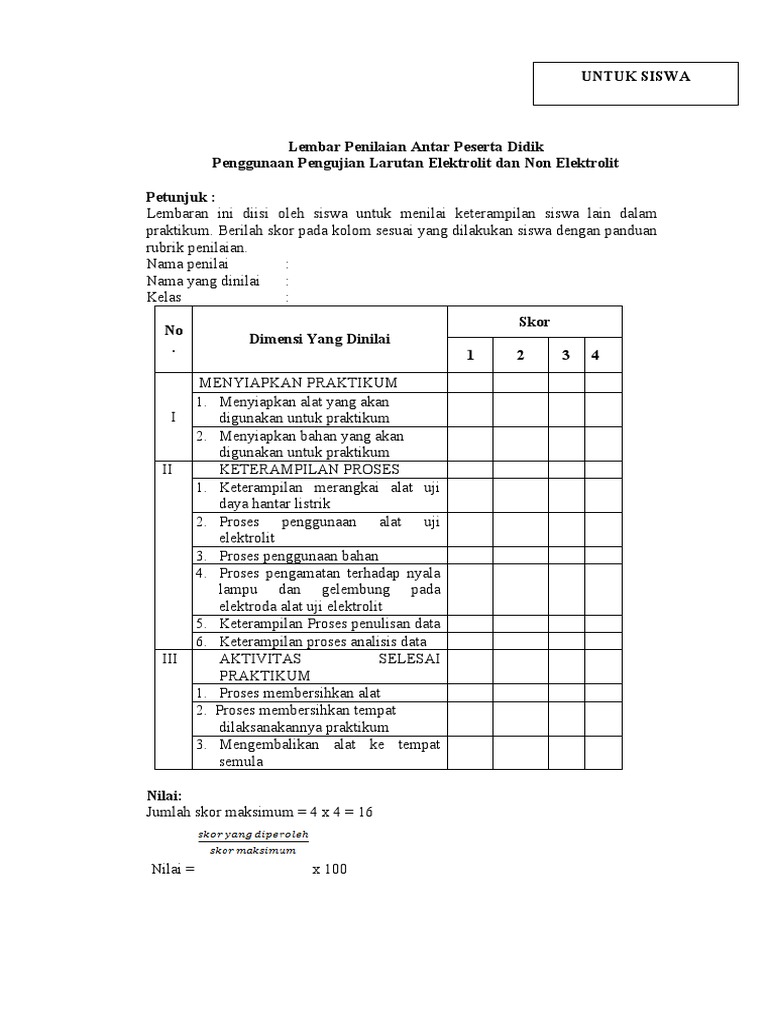 1 Lembar Observasi Peer Assessment | PDF
