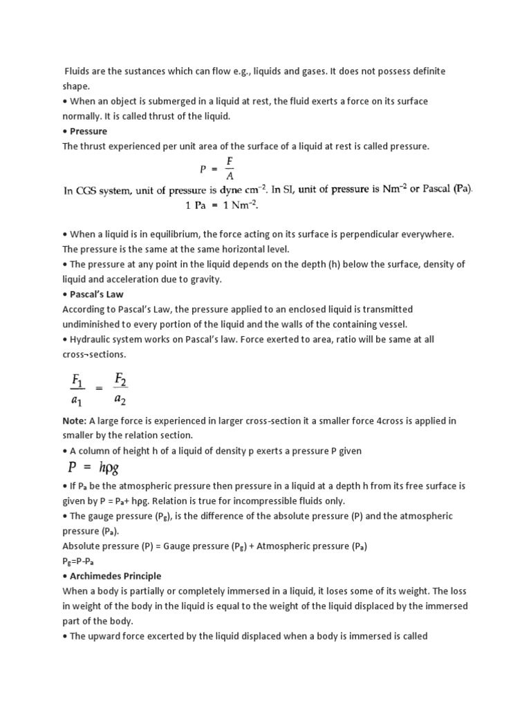 Mechanical Properties of Fluids | PDF | Pressure | Liquids