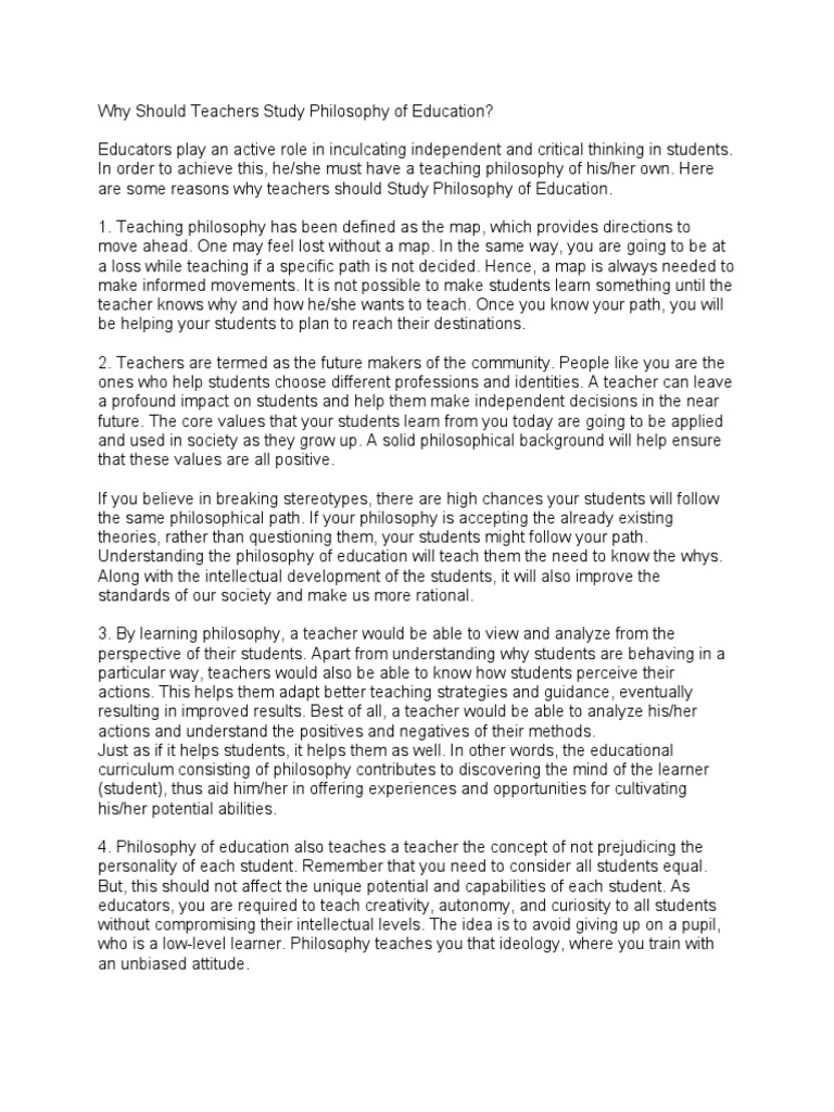 Xc6erhcbi - Why Should Teachers Study Philosophy of Educatio1 | PDF ...
