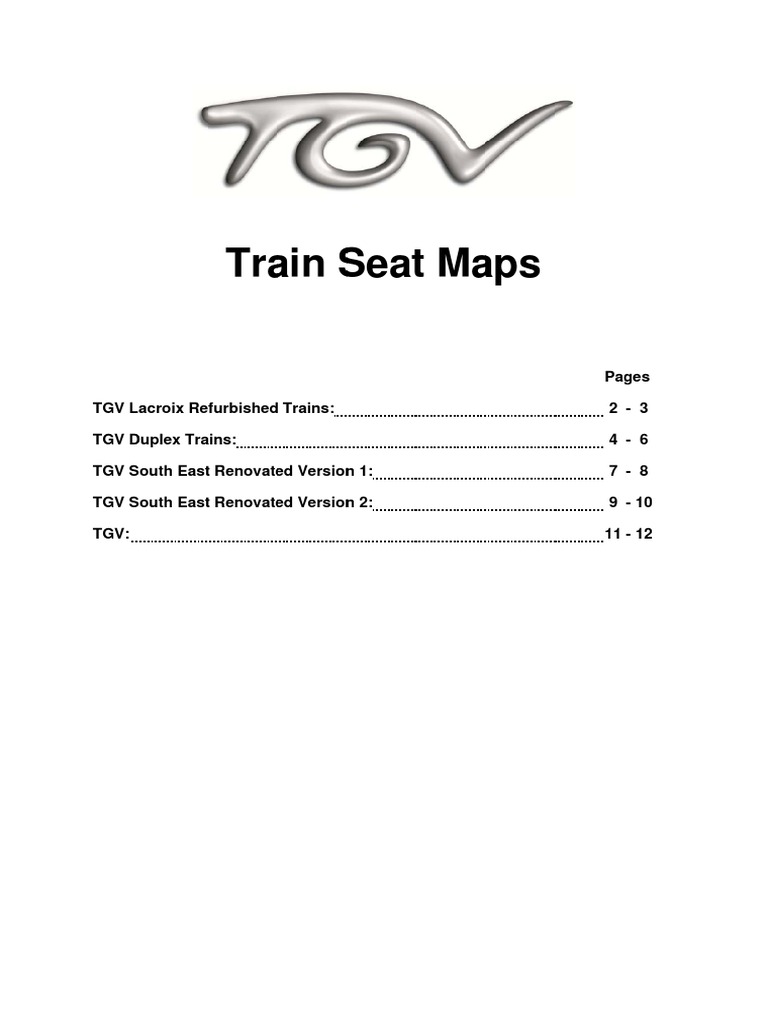 TGV Seat Map | Télécharger gratuitement PDF | Transport ferroviaire | Train