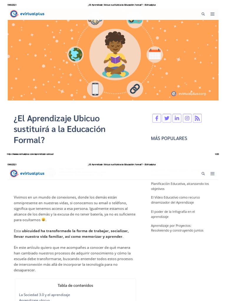 ¿el Aprendizaje Ubicuo Sustituirá A La Educación Formal Evirtualplus