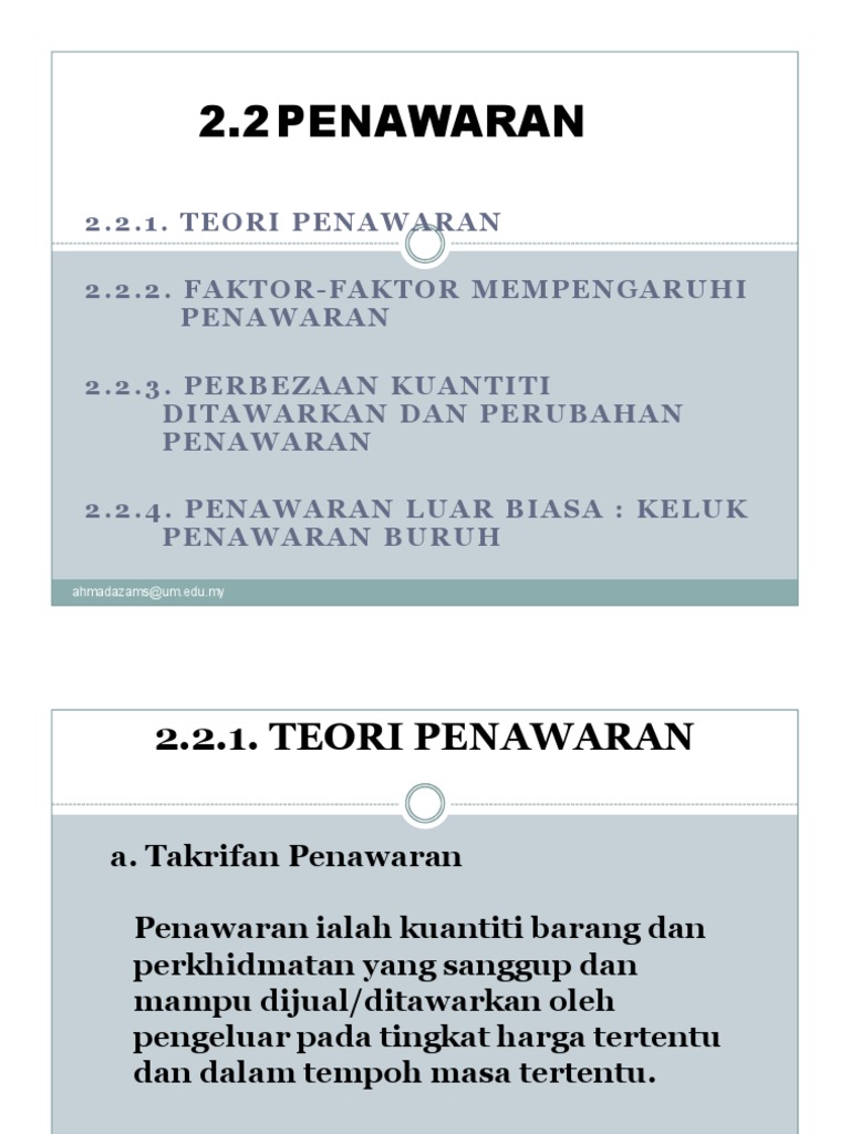 BAB 2.2 Penawaran Dan Keseimbangan Pasaran | PDF