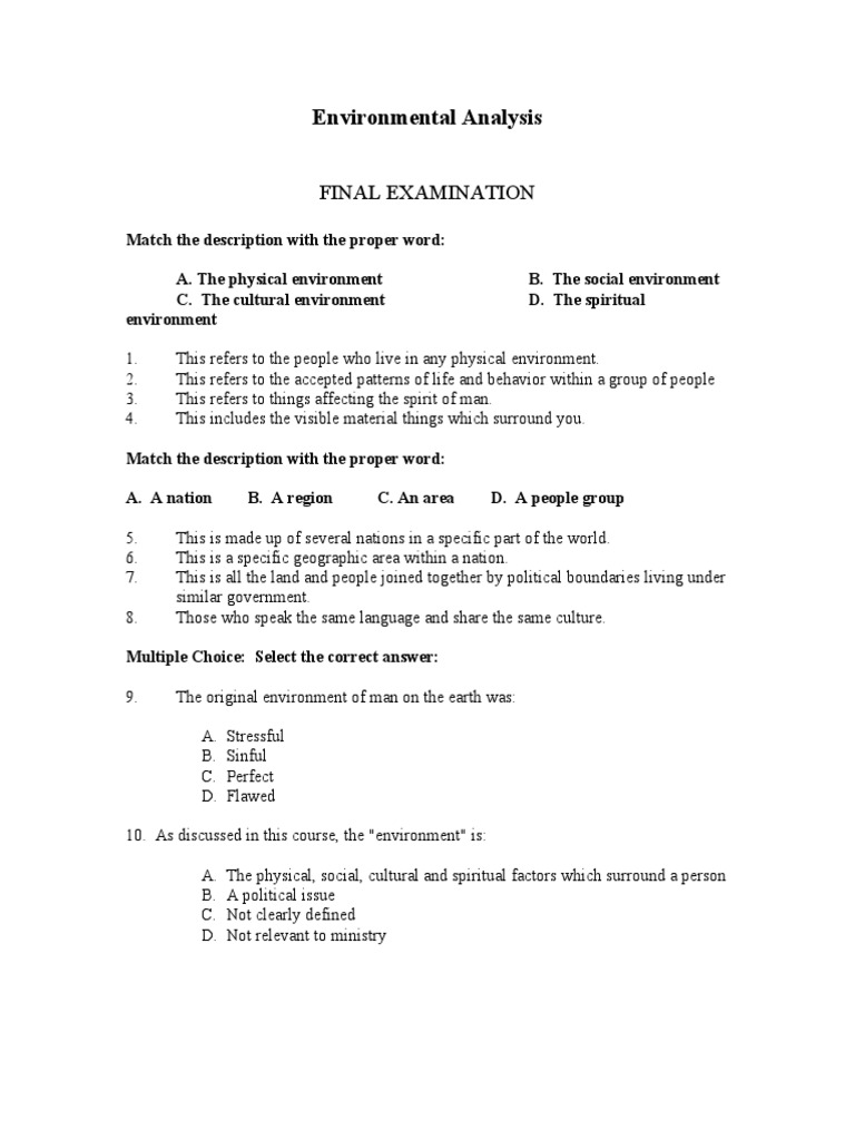 Environmental Analysis | PDF | Natural Environment | Theology