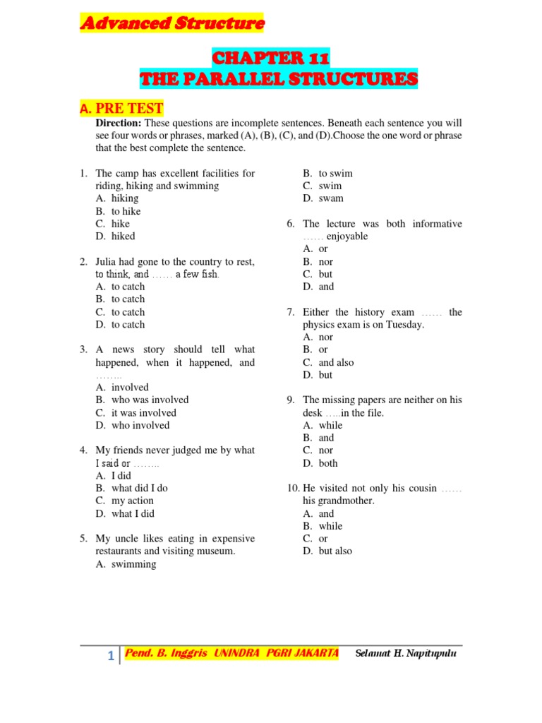 Unit 11 - Parallel Structure | PDF | Noun | Verb