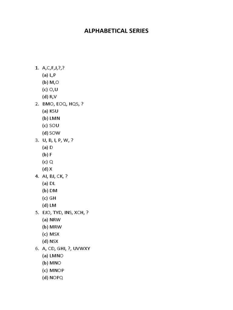 Alphabetical Series | PDF | Science & Mathematics | Teaching Methods ...