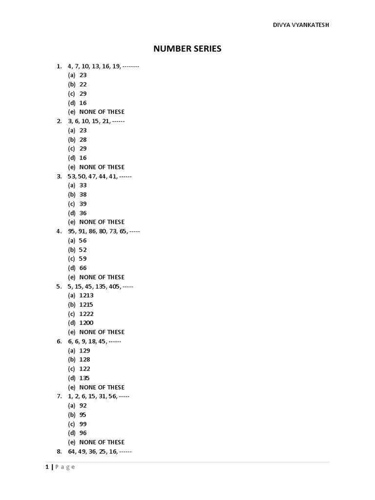 Number Series | PDF | Technology & Engineering