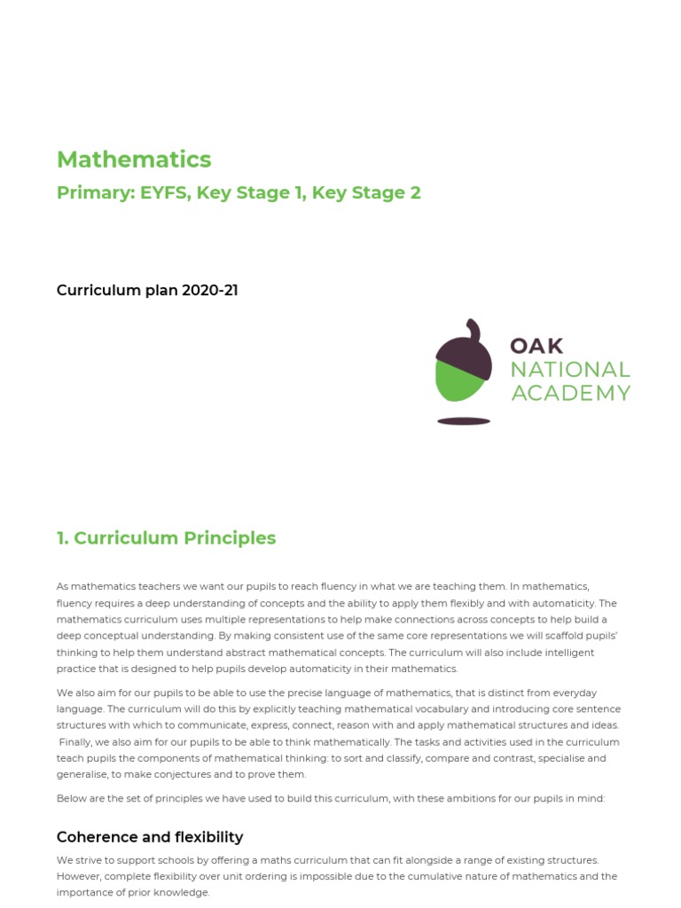 Mathematics: Primary: EYFS, Key Stage 1, Key Stage 2 | PDF ...