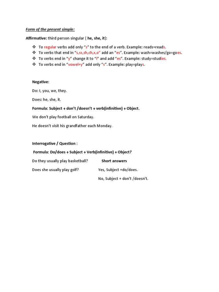 Present Simple Tense Explained | PDF